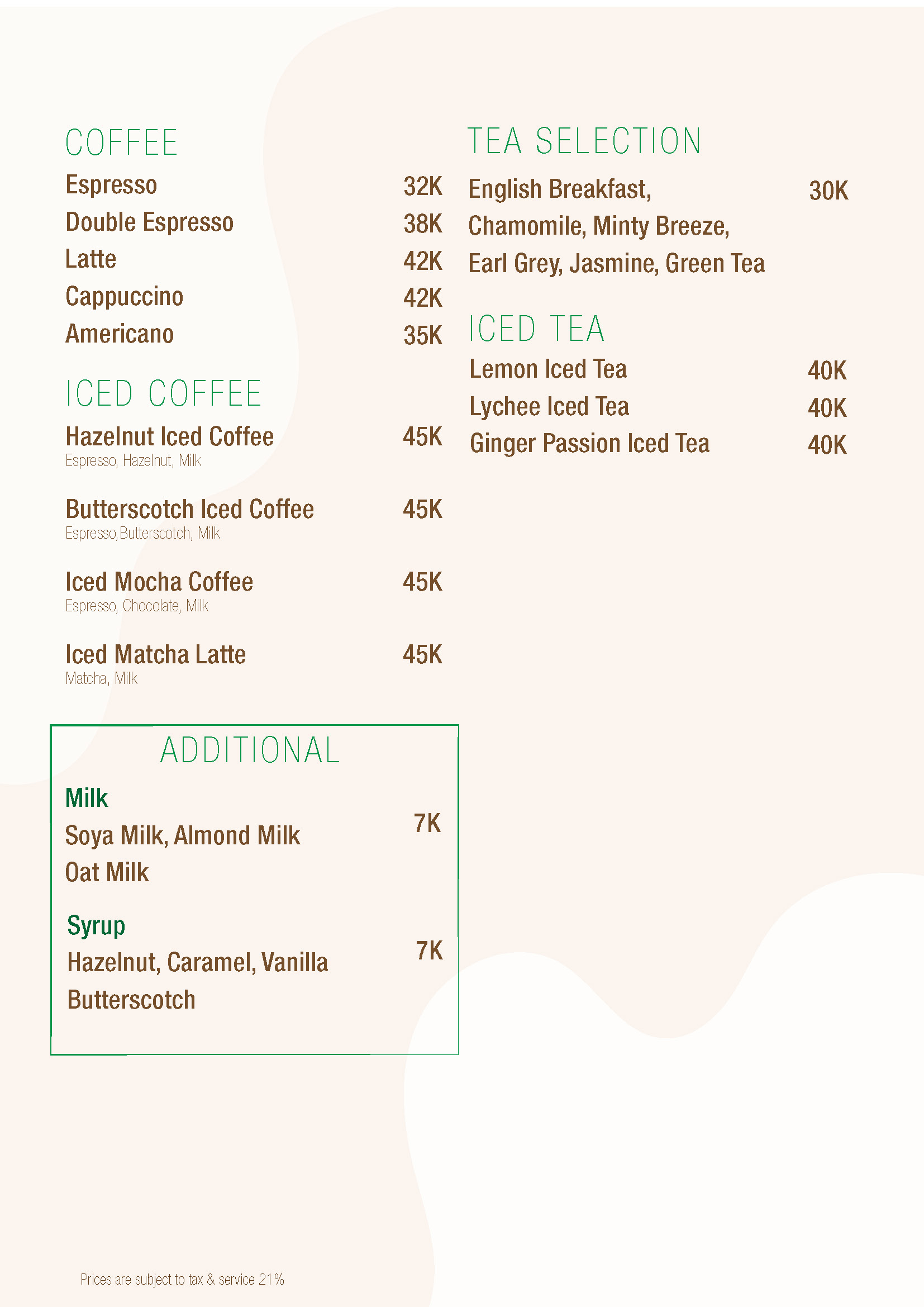 Food and Beverage Menu - Kastara Resort and Spa