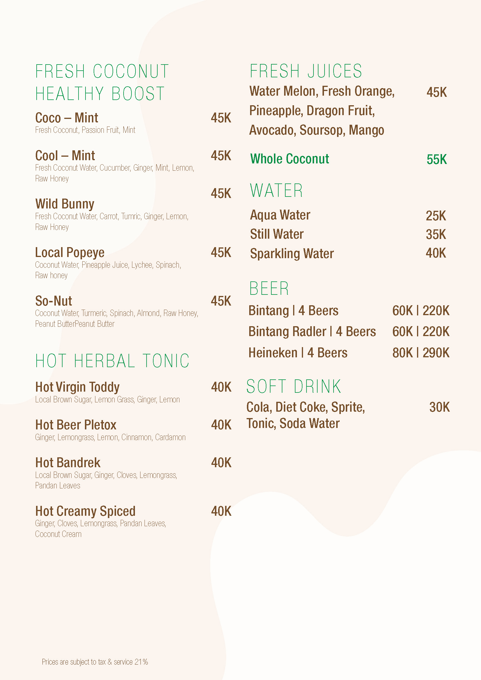 Food and Beverage Menu - Kastara Resort and Spa