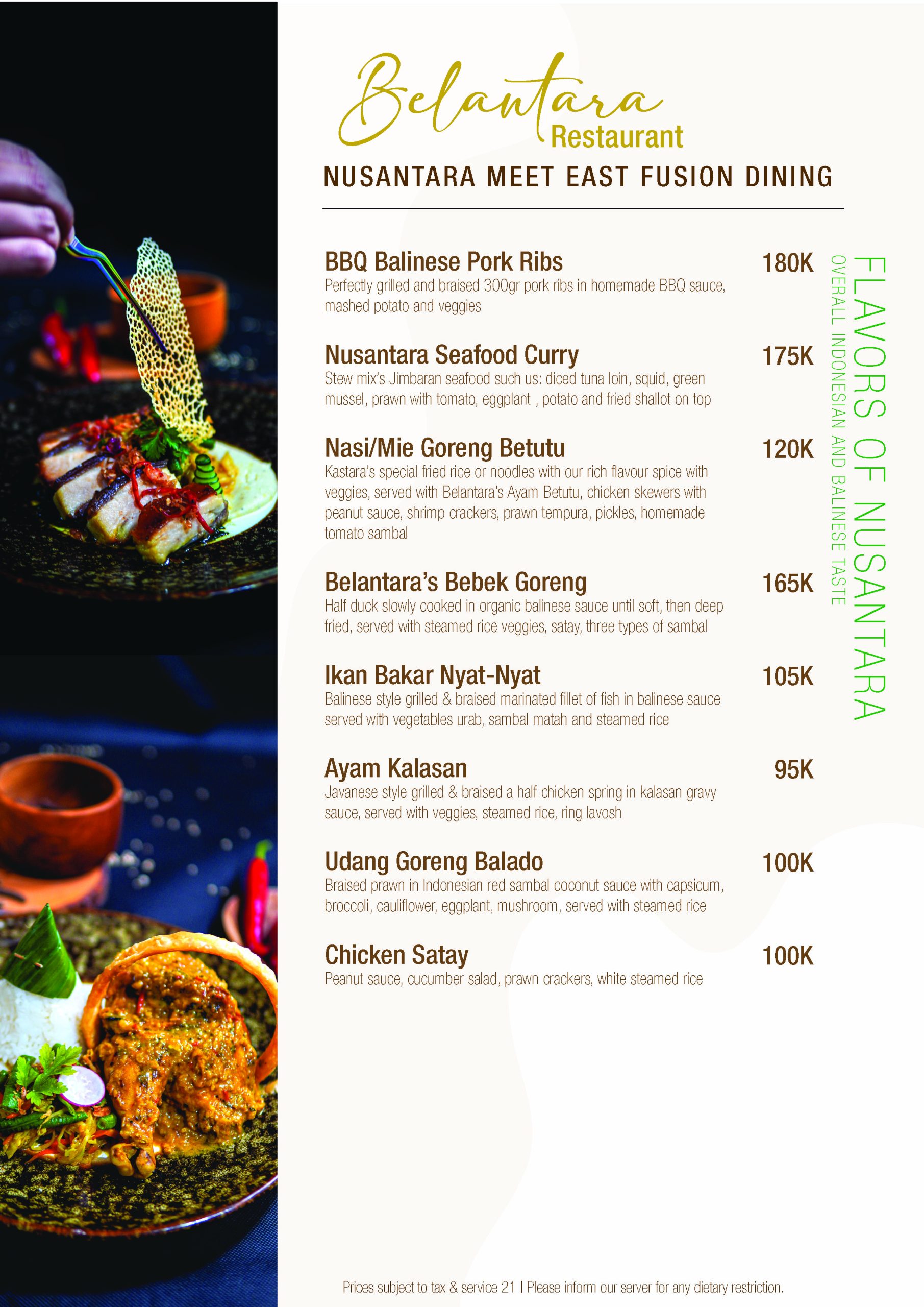 Food and Beverage Menu - Kastara Resort and Spa